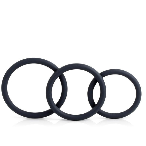 Silicone Thin Cock Ring 3 Pack by Optimale Black